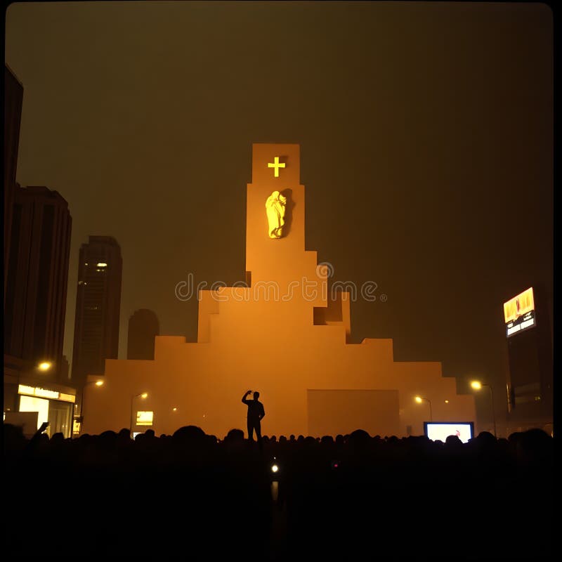 Iconic Religious Structure at Night. Stock Photo - Image of statue ...
