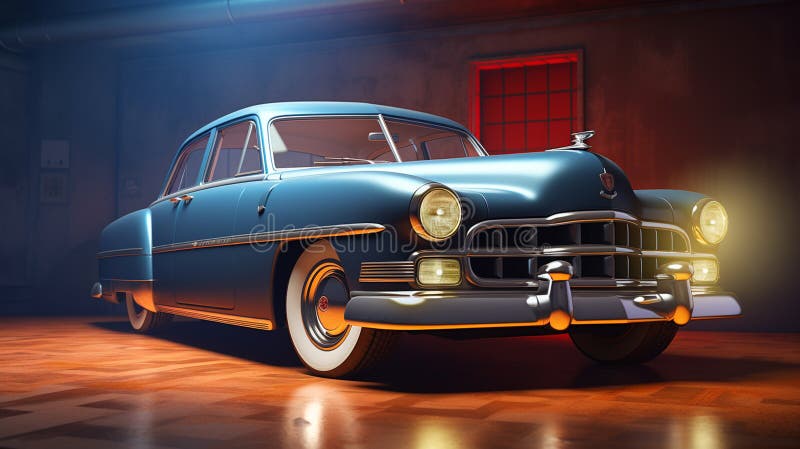 Iconic Retro Scene Closeup Vintage Car Stock Illustration ...