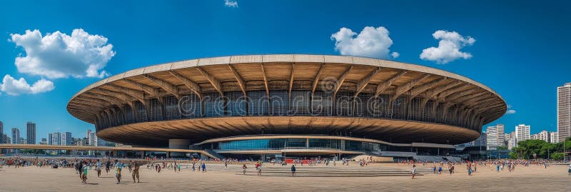 Iconic Round Stadium Under Blue Sky with Clouds, Rio De Janeiro, Brazil ...