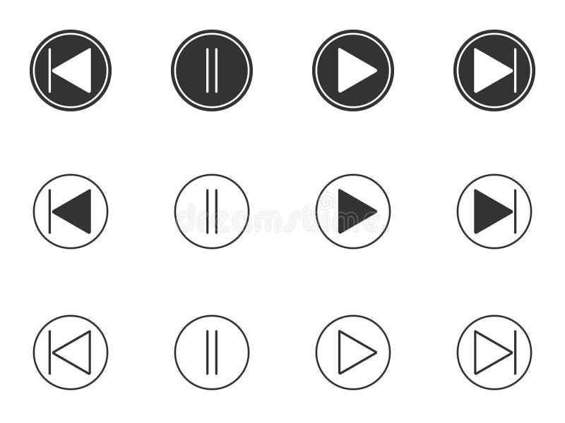 Play, Pause, Forward, Backward Icons Set Stock Vector - Illustration of ...