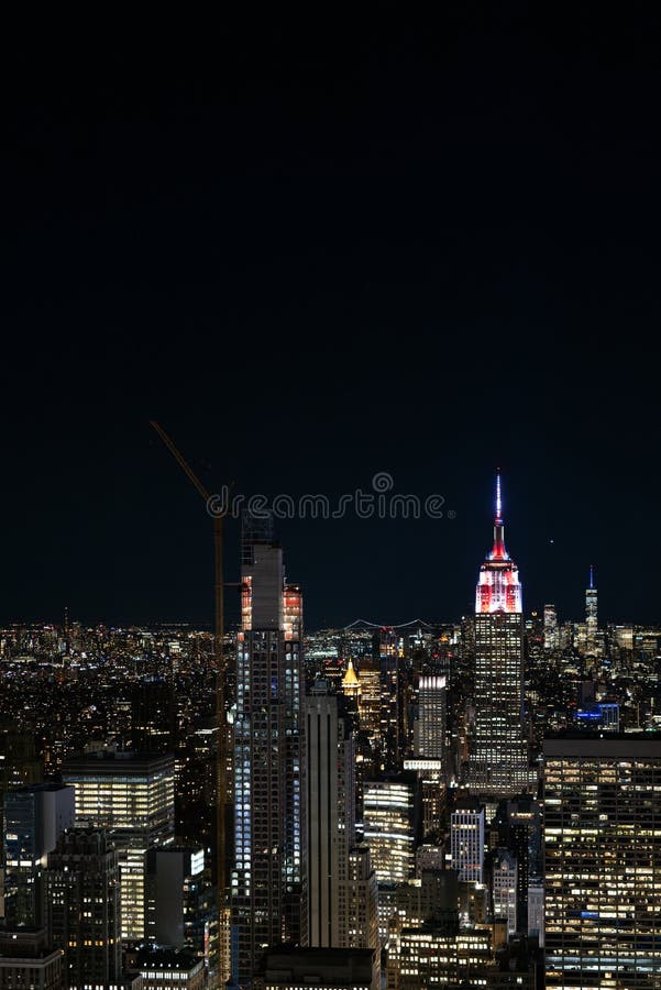 The Iconic Skyscrapers of New York Seen at Night from Rockefeller ...