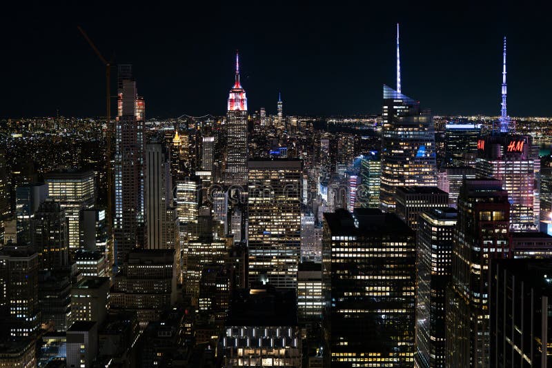The Iconic Skyscrapers of New York Seen at Night from Rockefeller ...