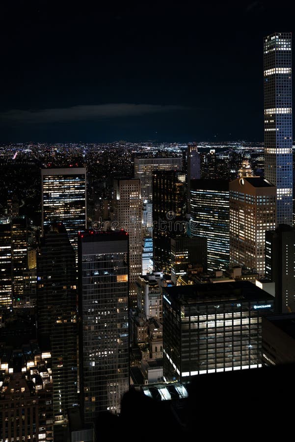 The Iconic Skyscrapers of New York Seen at Night from Rockefeller ...