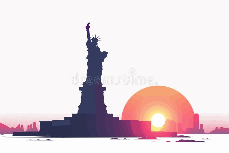 Iconic Statue of Liberty at Dusk Isolated Vector Style Stock Vector ...