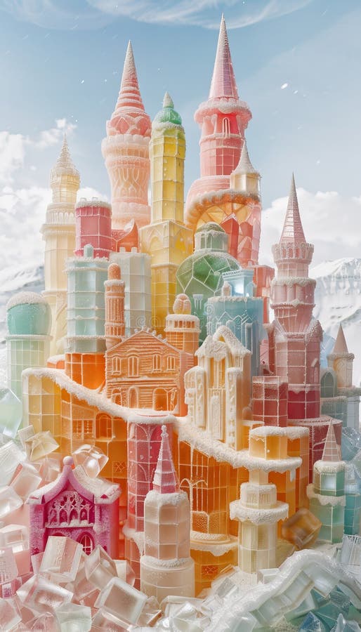 Iconic Structure Crafted from Assorted Ice Creams and Ice Cubes in a ...
