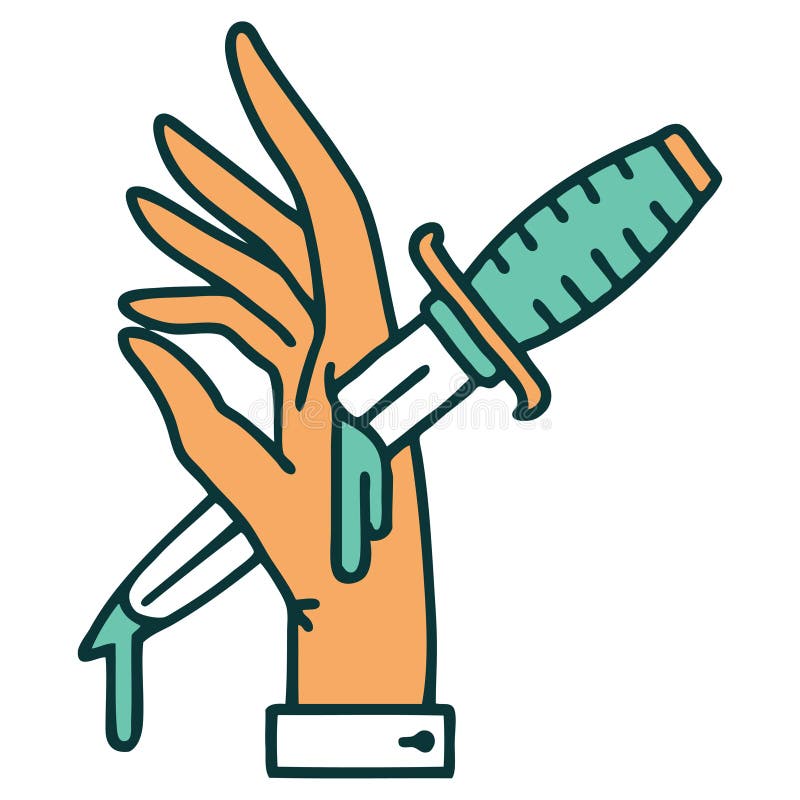 Tattoo Style Icon of a Dagger in the Hand Stock Vector - Illustration ...