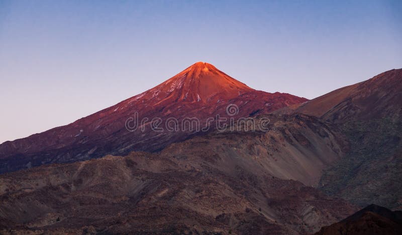 Iconic Teide Volcano Mountain Peak at Sunset Stock Photo - Image of ...