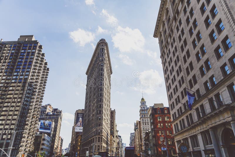 The Iconic Triangular-shaped Flatiron Building in Lower Manhattan ...