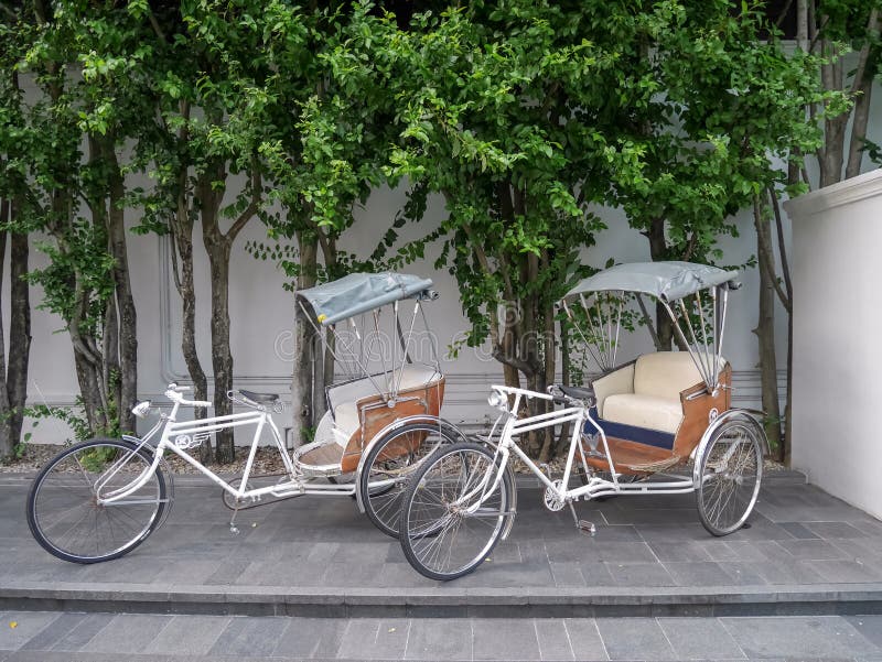 Two Rickshaws in Front of a Hotel in Chiang Mai Stock Image - Image of ...