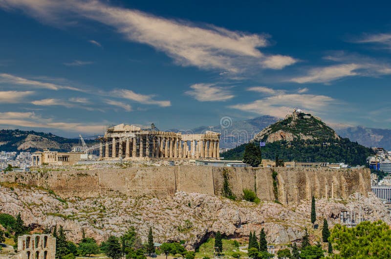Iconic View of the Acropolis of Athens, Greece Stock Image - Image of ...