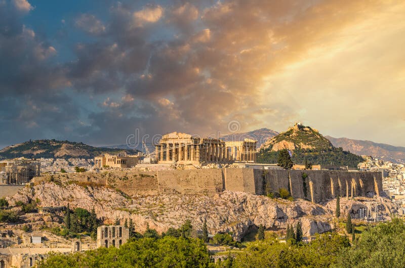 Iconic View of the Acropolis of Athens, Greece Stock Image - Image of ...
