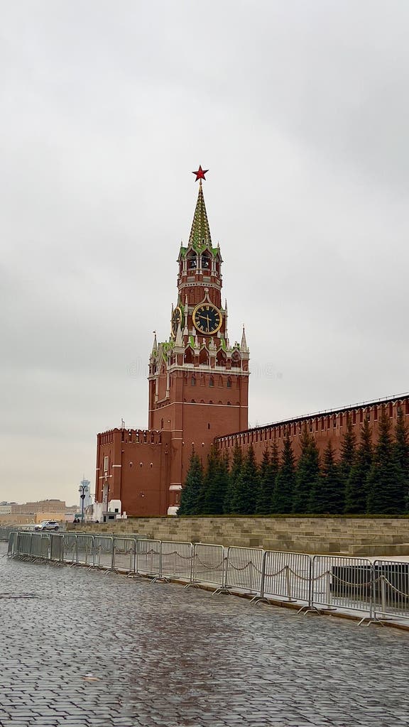 An Iconic View of the Kremlin Clock Tower in Moscow, Featuring Its ...