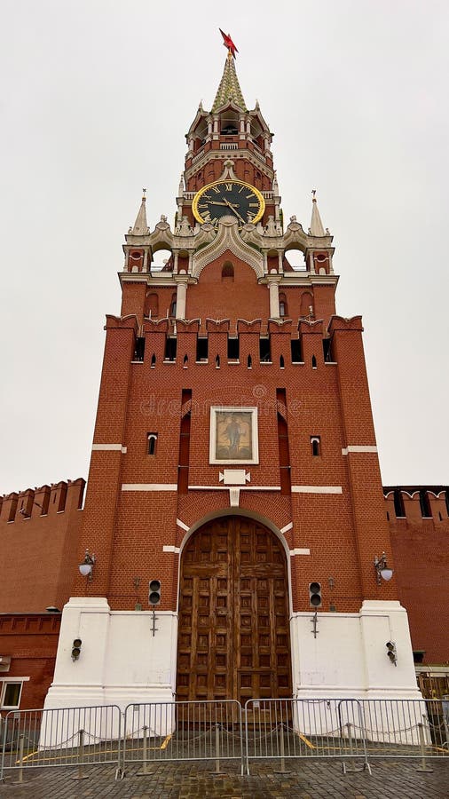 An Iconic View of the Kremlin Clock Tower in Moscow, Featuring Its ...