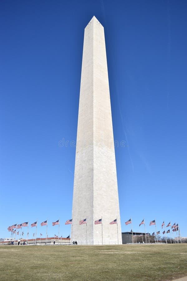 Iconic Washington Monument in DC Surrounded by Numerous American Flags ...