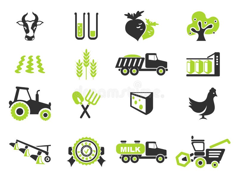 Sistema agrícola del icono ilustración del vector. Ilustración de vaca ...