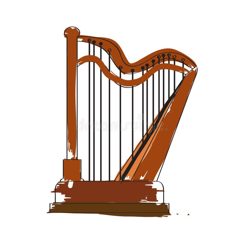 Icono Del Instrumento Musical De La Arpa Del Bosquejo Del Vector ... Icono Del Instrumento Musical De La Arpa Del Bosquejo Del Vector ...