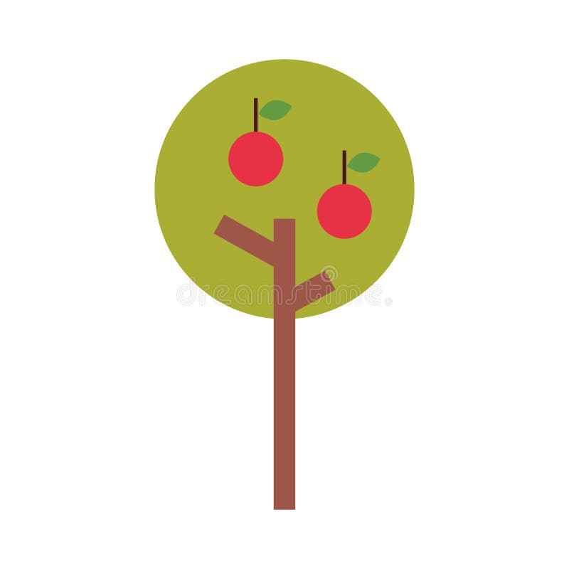 Icono aislado del manzano ilustración del vector. Ilustración de granja ...