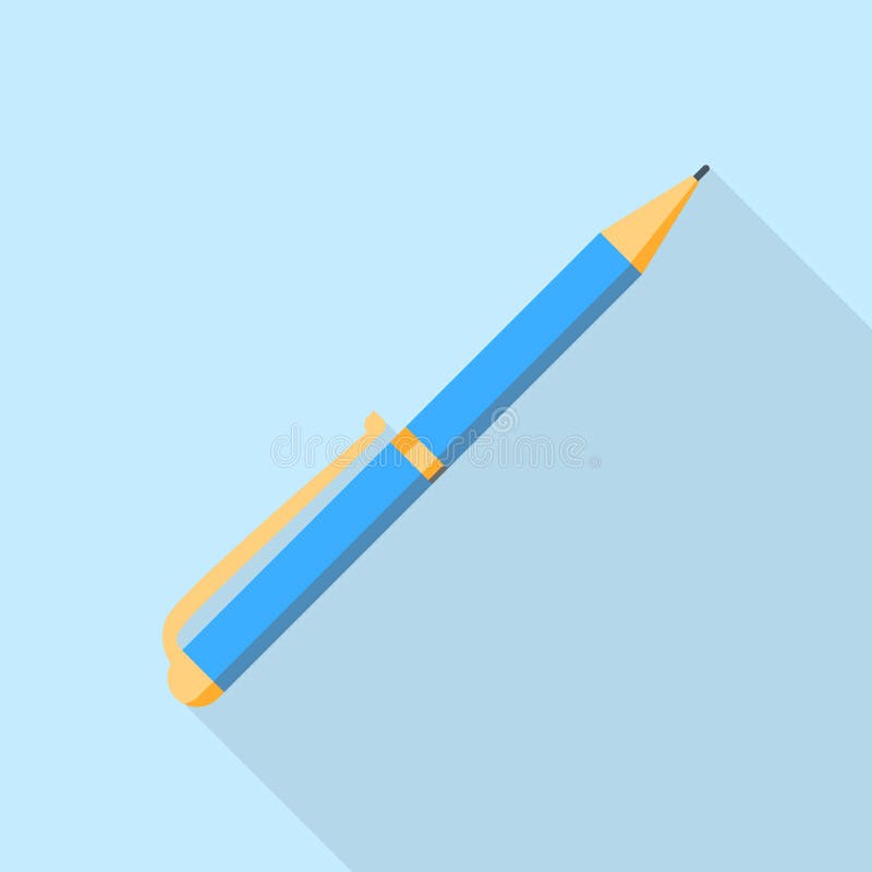 Icono Azul De La Pluma, Estilo Plano Ilustración del Vector ...
