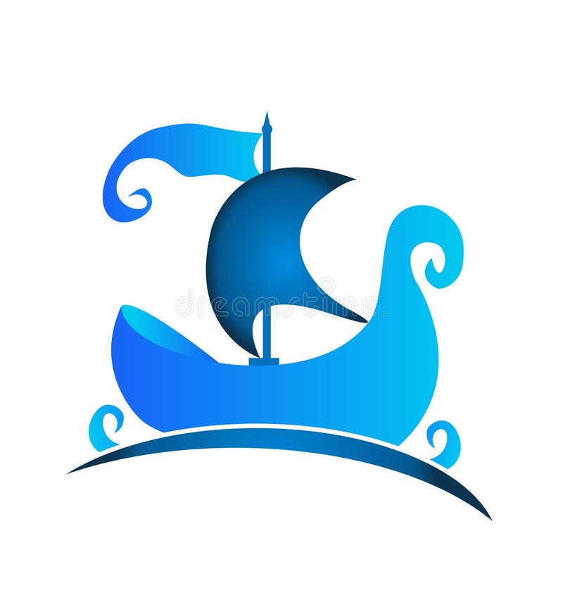 Icono Azul Del Vector Del Ejemplo Del Logotipo Del Vintage Del Barco ...