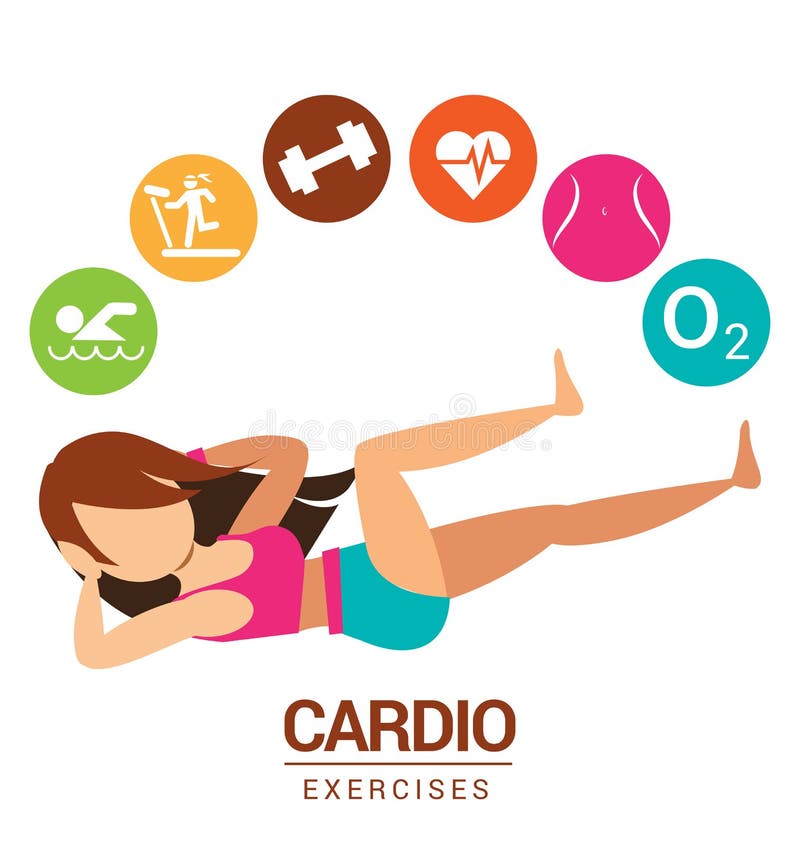 Icono Cardiio Con Ejercicios De Las Mujeres Ilustración del Vector ...