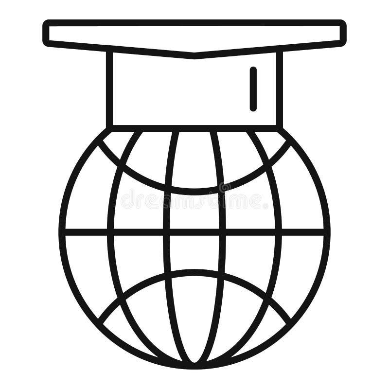 Icono De Aprendizaje Global, Estilo Del Esquema Stock de ilustración ...