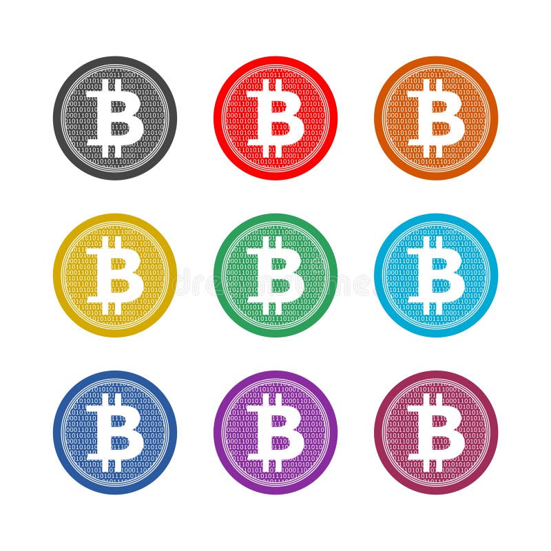 Icono De Bitcoin, Conjunto De Colores Ilustración del Vector ...