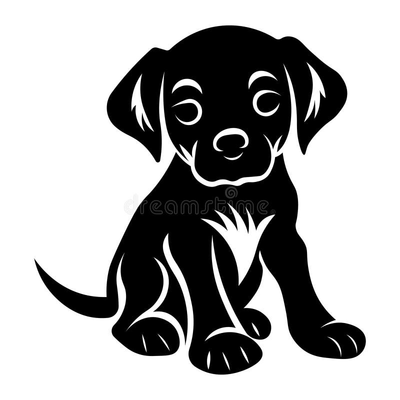 Icono De Cachorro Vector Negro Sobre Fondo Blanco Stock de ilustración ...