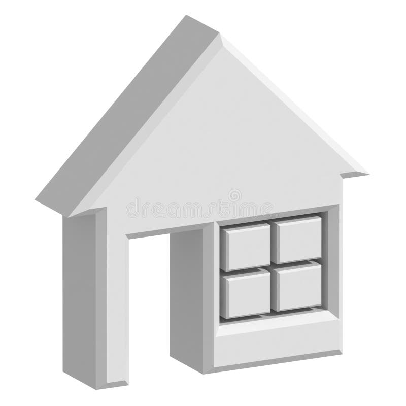 Icono De Casa 3d Sobre Fondo Blanco Stock de ilustración - Ilustración ...