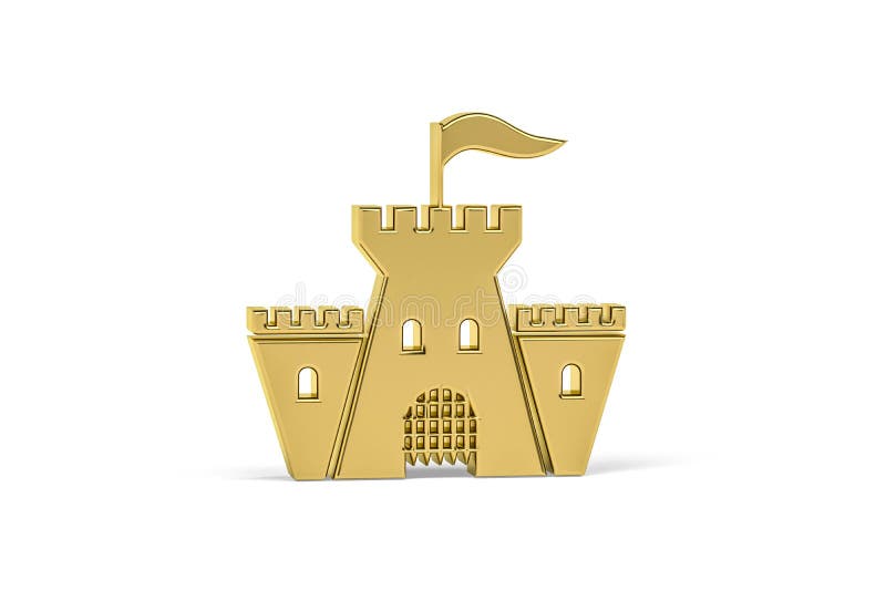 Icono De Castillo Dorado 3d Aislado En Fondo Blanco Stock de ...