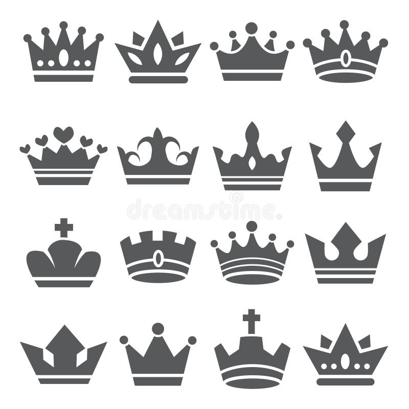 Icono De Conjunto De Coronas En Fondo Blanco Ilustración del Vector ...