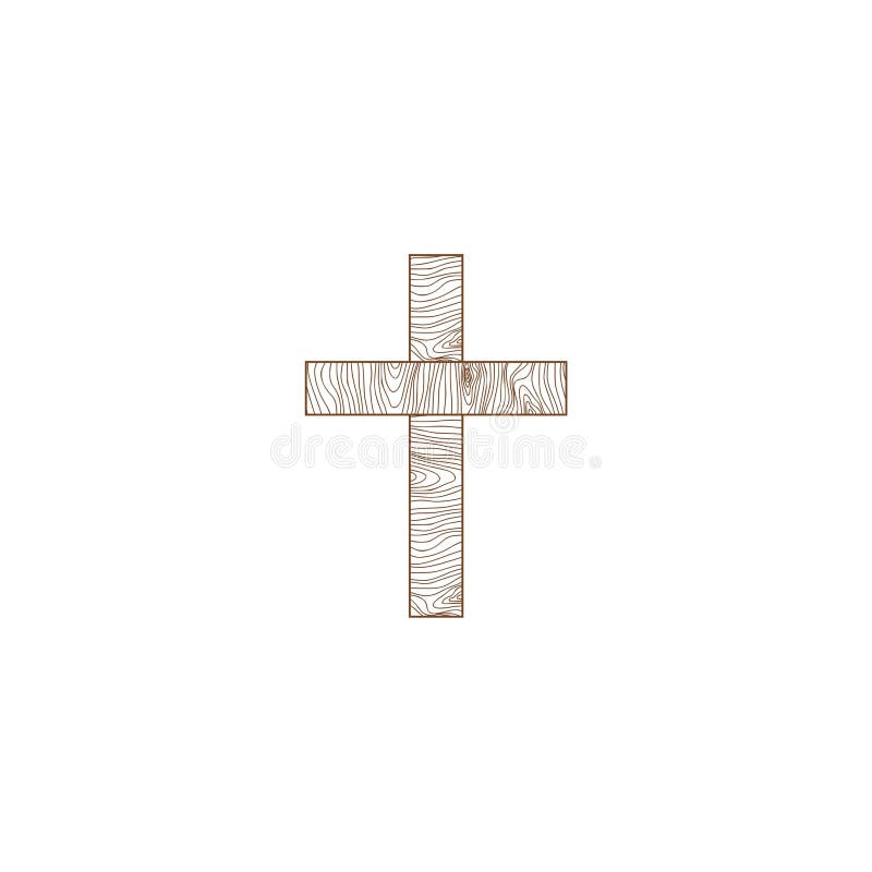 Icono De Cruz Cristiana De Madera Aislado En Fondo Blanco Ilustración