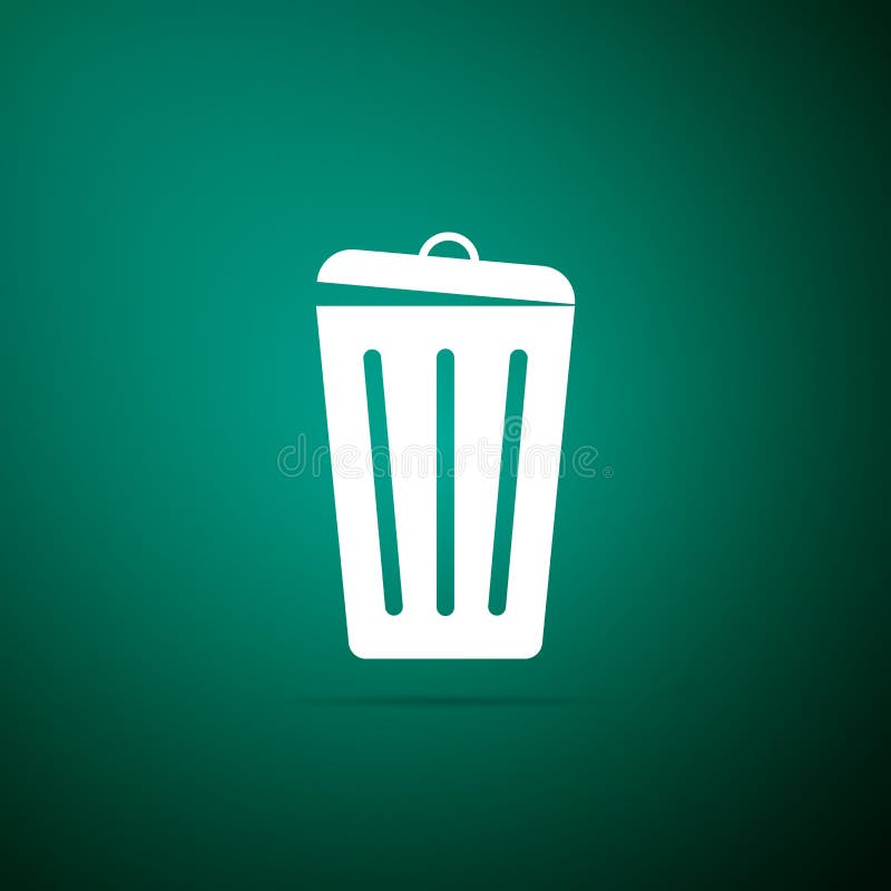 Icono De Cubo De Basura Aislado En Fondo Verde Signo De Cubo De Basura