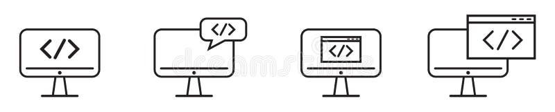 Icono De Desarrollador De Codificación Web Con Equipo De Monitor Y Codificación Ilustración del ...