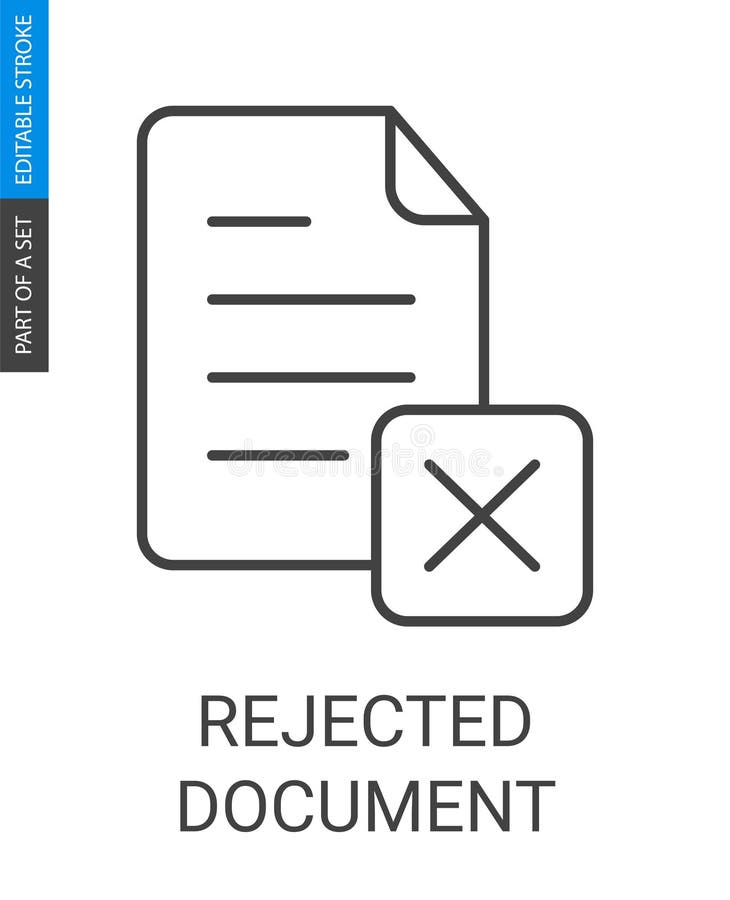Icono De Documento Rechazado En Estilo De Esquema Plano Ilustración del ...
