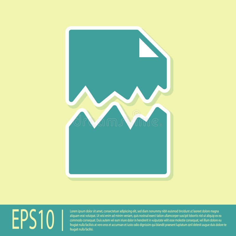 Icono De Documento Roto Verde Aislado En Fondo Amarillo. Vector ...