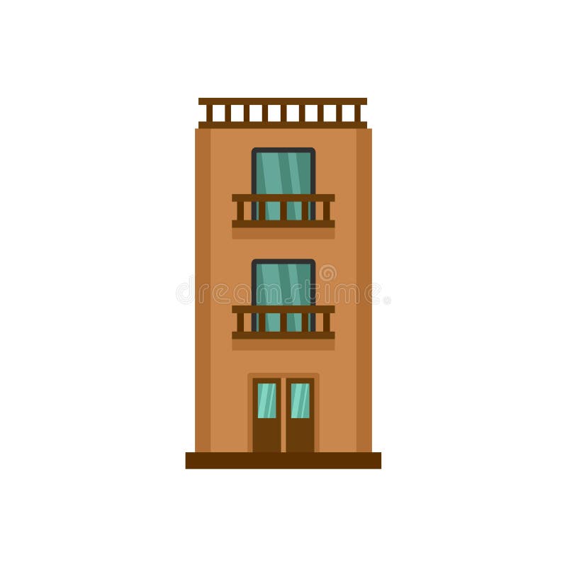 Icono De Dos Pisos De La Casa, Estilo Plano Ilustración del Vector ...