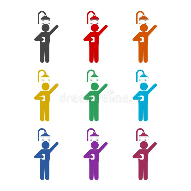 Icono De Ducha Simple, Conjunto De Colores Ilustración del Vector ...