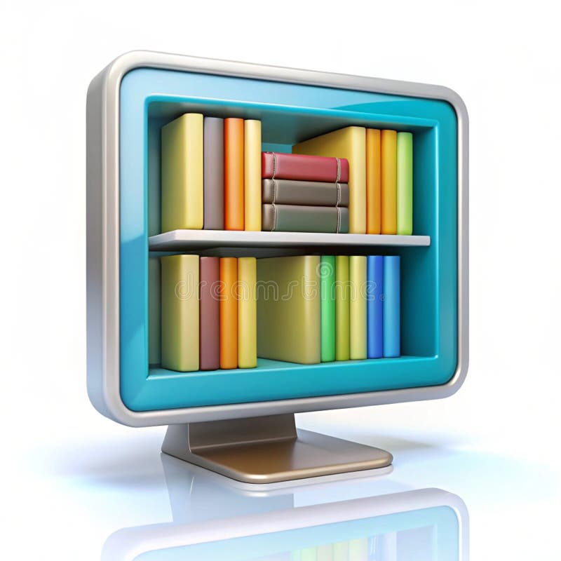 Icono de elibrary 3d stock de ilustración. Ilustración de aislado ...