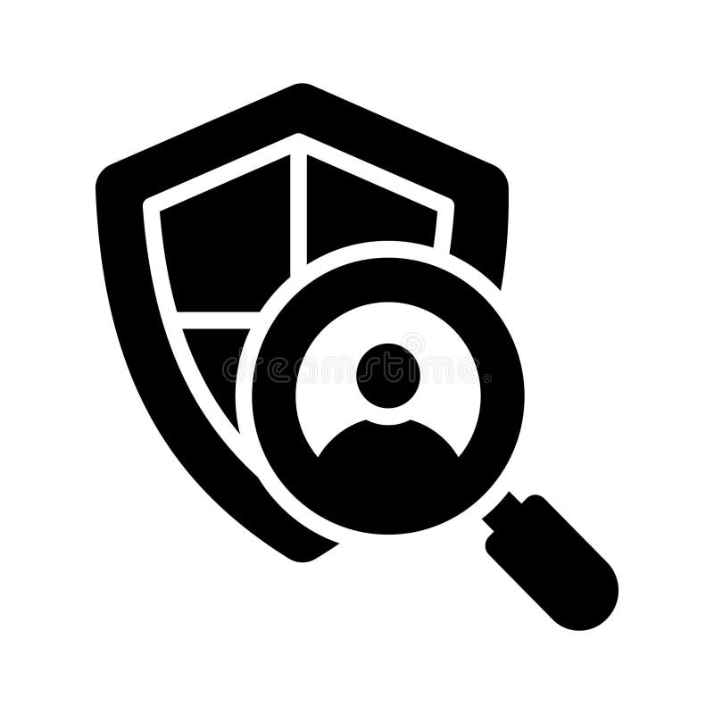 Icono De Escudo Con Lupa. Vector De Control De Seguridad De Iconos ...