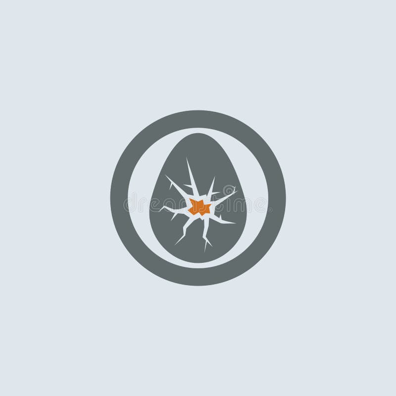 Icono De Gray Orange Cracked Eggshell Round Ilustración del Vector ...
