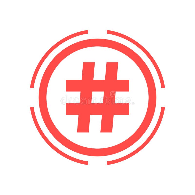 Icono De Hashtag En Círculo Doble Rojo Ilustración del Vector ...