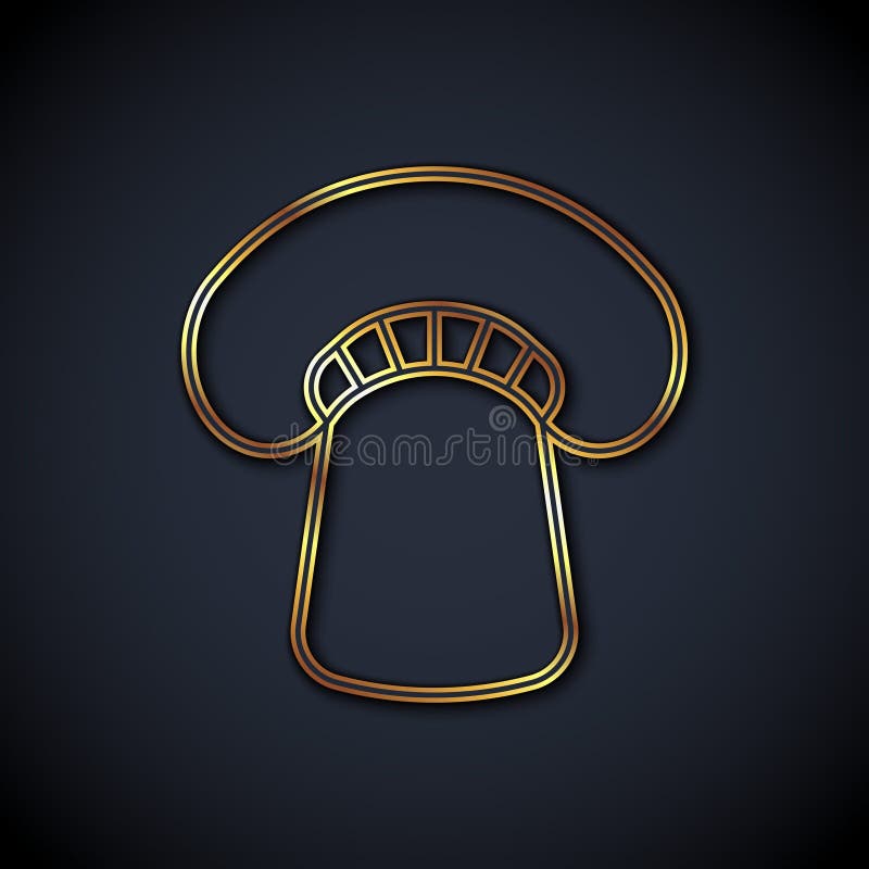 Icono De Hongo De Línea Dorada Aislado En Fondo Negro Vector Ilustración Del Vector