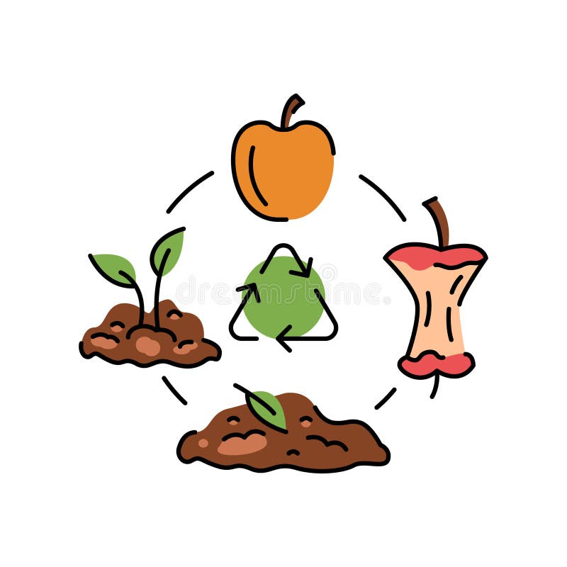 Icono De Línea De Color De Ciclo De Compost. Compostaje. Elemento ...
