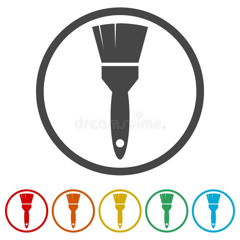 Icono De La Brocha, 6 Colores Incluidos Ilustración del Vector ...