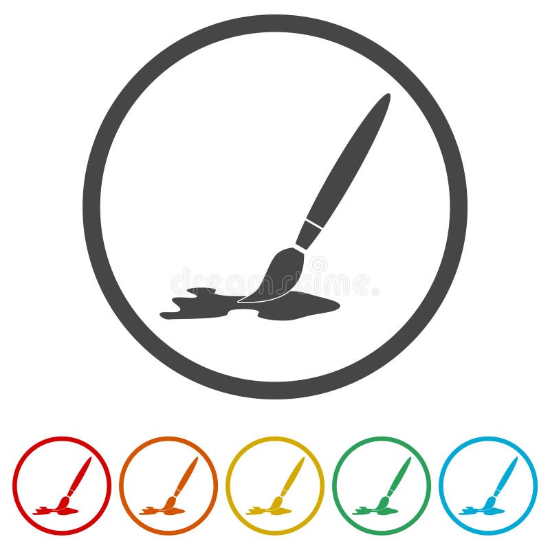 Icono De La Brocha, 6 Colores Incluidos Ilustración del Vector ...