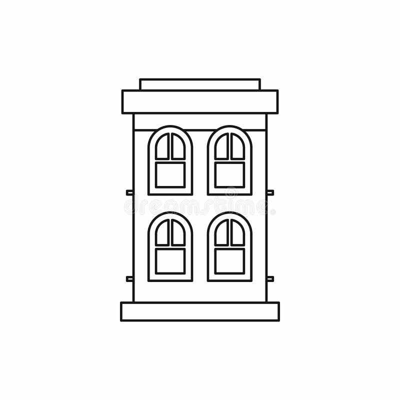 Icono De La Casa De Dos Pisos, Estilo Del Esquema Ilustración del ...