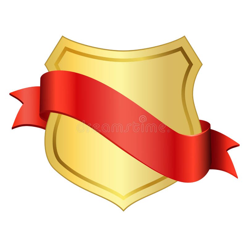 Icono De La Cinta Del Emblema Del Escudo Del Oro Ilustración del Vector ...