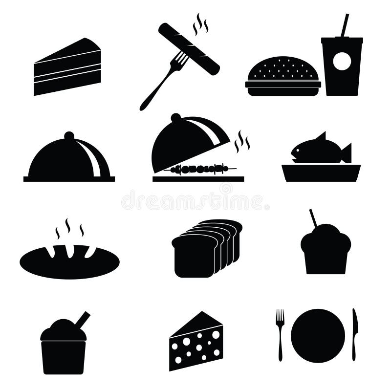 Icono De La Comida En Vector Negro Ilustración del Vector - Ilustración ...