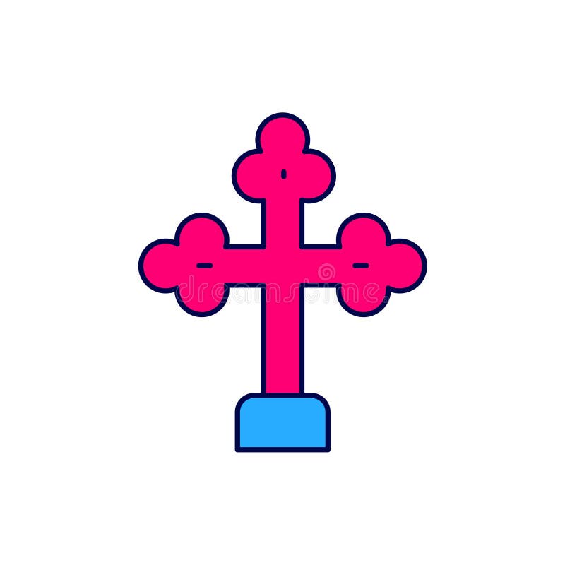 Icono De La Cruz Cristiana De Contorno Relleno Aislado En Fondo Blanco