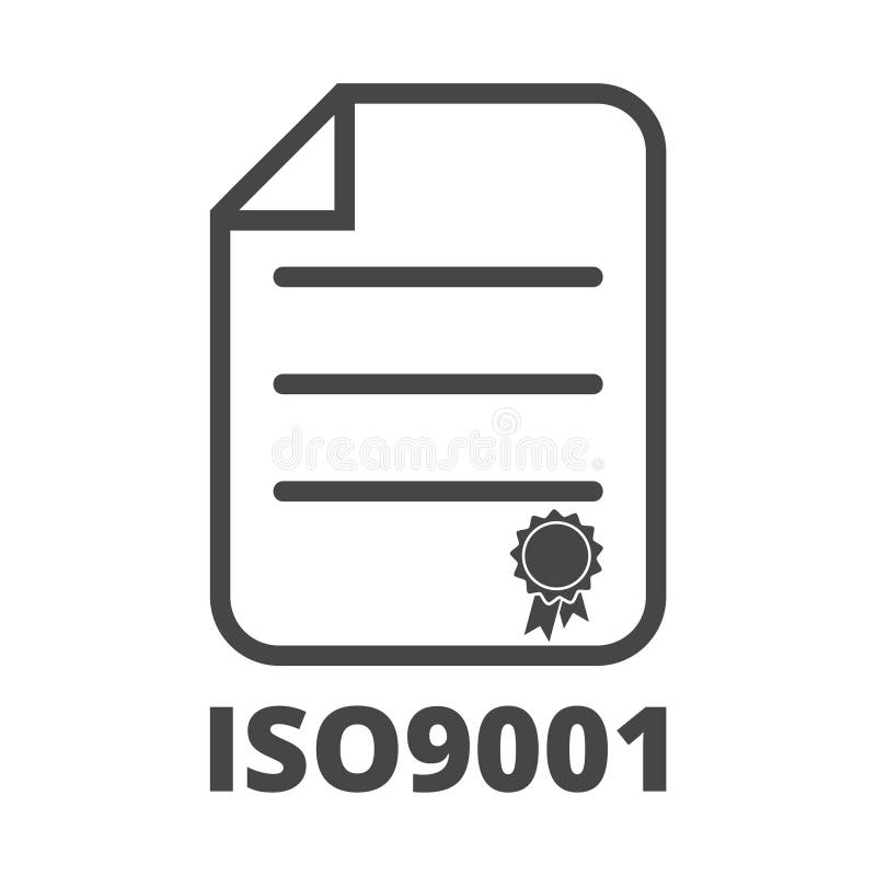 Icono Iso 9001 Aislado En Fondo Negro Ilustración del Vector ...